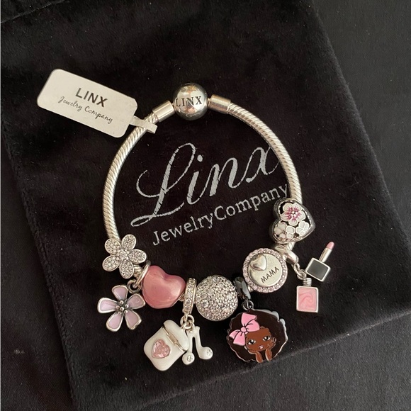 Linx | Jewelry | Linx Silver Snake Chain Bracelet With Pink Mom Themed ...